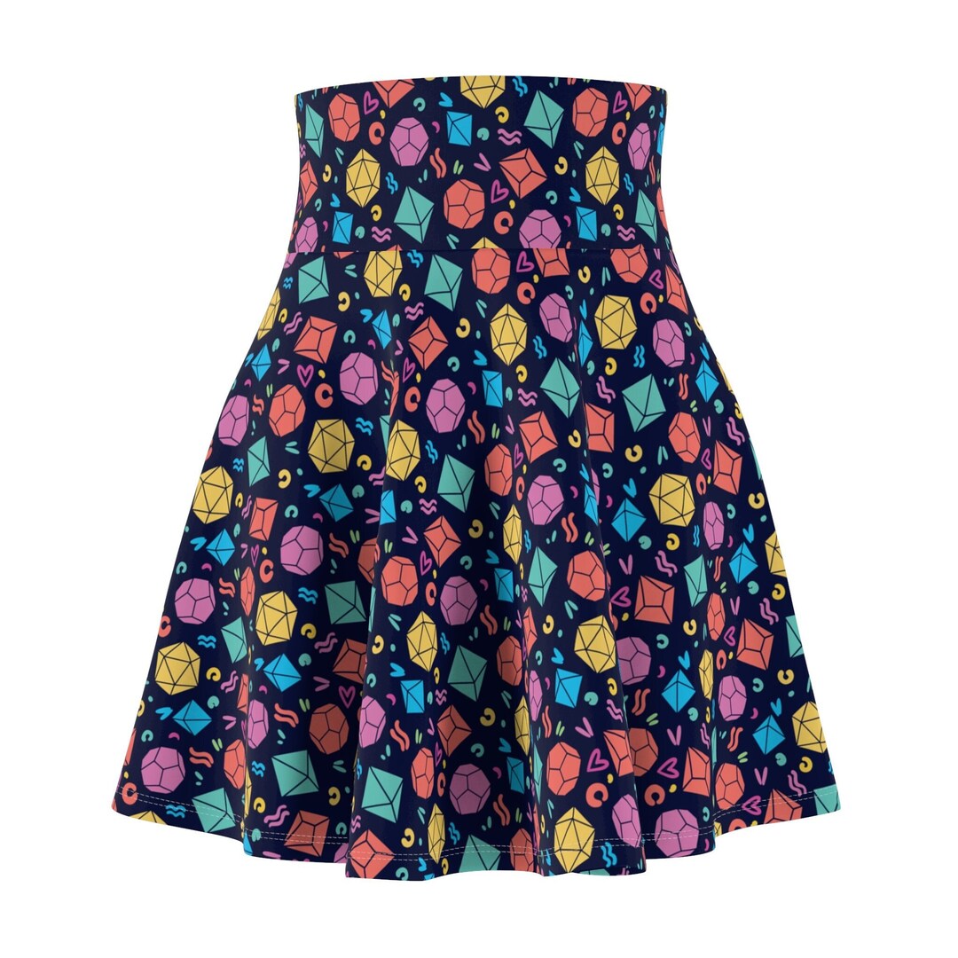 Dnd Skater Skirt, Dnd Dice Colorful Skirt, Dungeons and Dragons Skirt ...