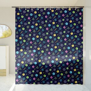 Dnd Dice Shower Curtain, Dnd Curtain, Dnd Bathroom Decoration, Dungeons ...