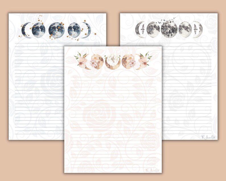 Moon Phases Printable Stationary - Etsy