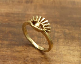 Eye of Protection Ring | Gold Evil Eye Ring | Statement Signet Ring ...