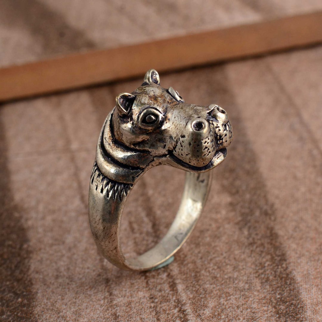 Hippo Head Ring | Hippopotamus Silver Ring | Hippo Lover Gift | Silver ...