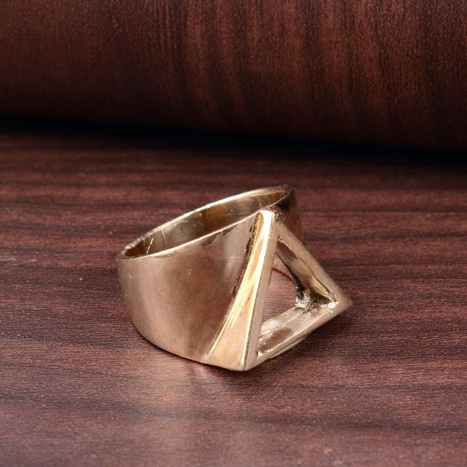 Triangle Cutout Ring Antique Brass Geometric Ring Men's - Etsy