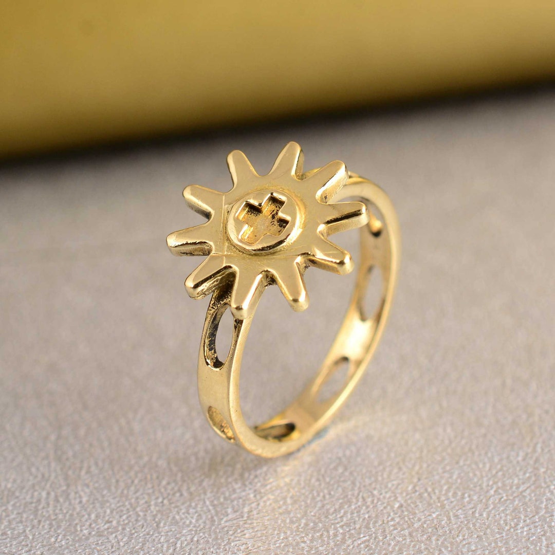 Gold Sun Engagement Ring for Woman Dainty Ring Gold - Etsy