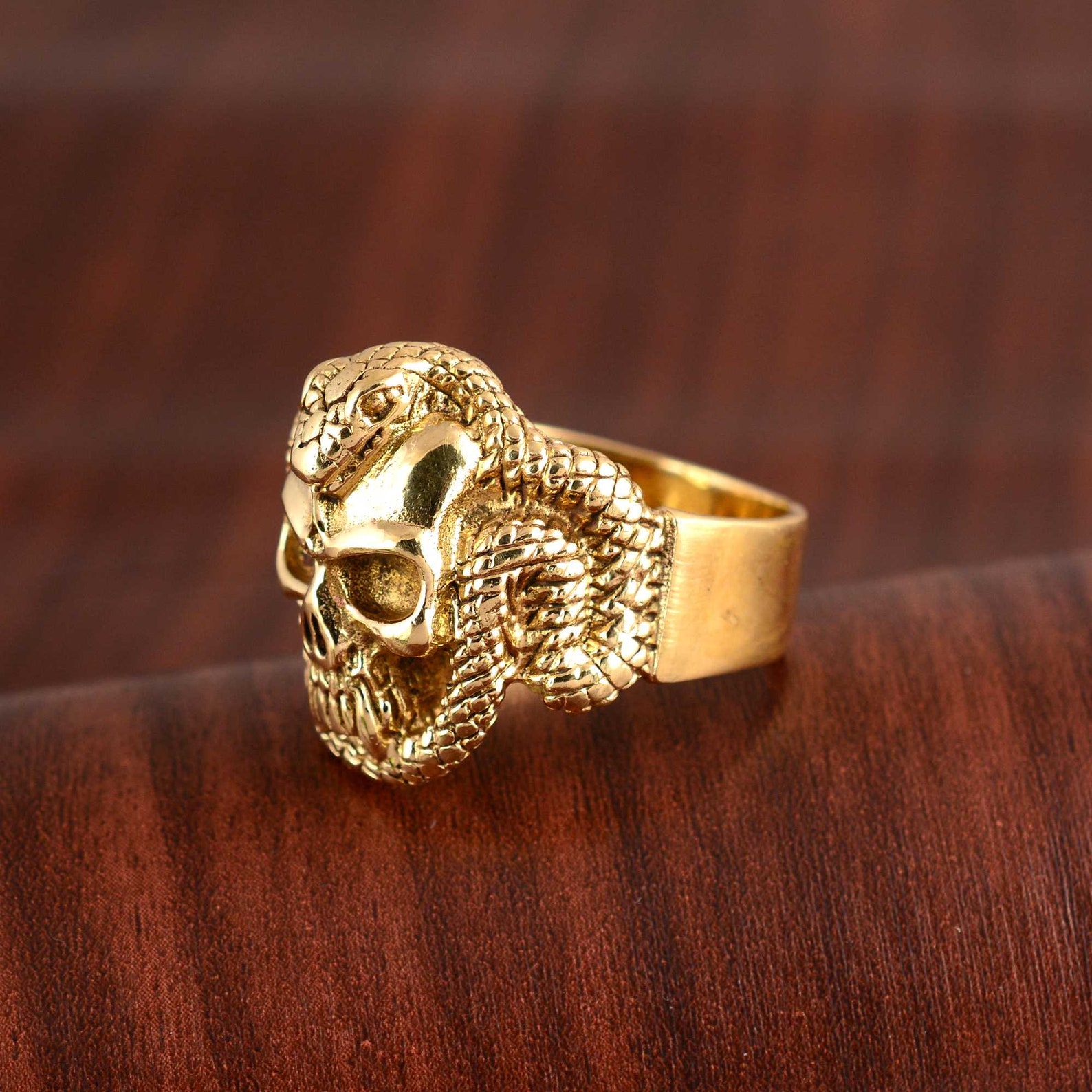 Vintage Skull and Snake Ring, Gothic Ring for Men, Unique Design Skull ...