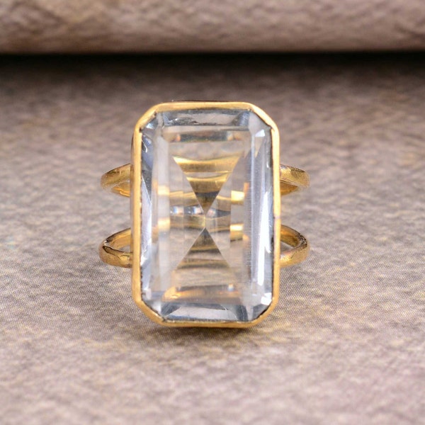 Clear Stone Ring - Etsy