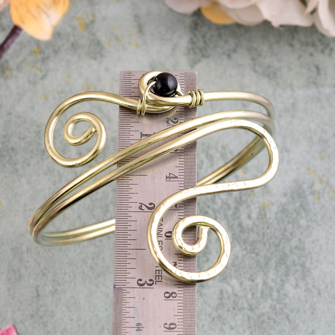 Gold Boho Arm Cuff Bracelet, Swirls Arm Cuff, Arm Band, Adjustable ...