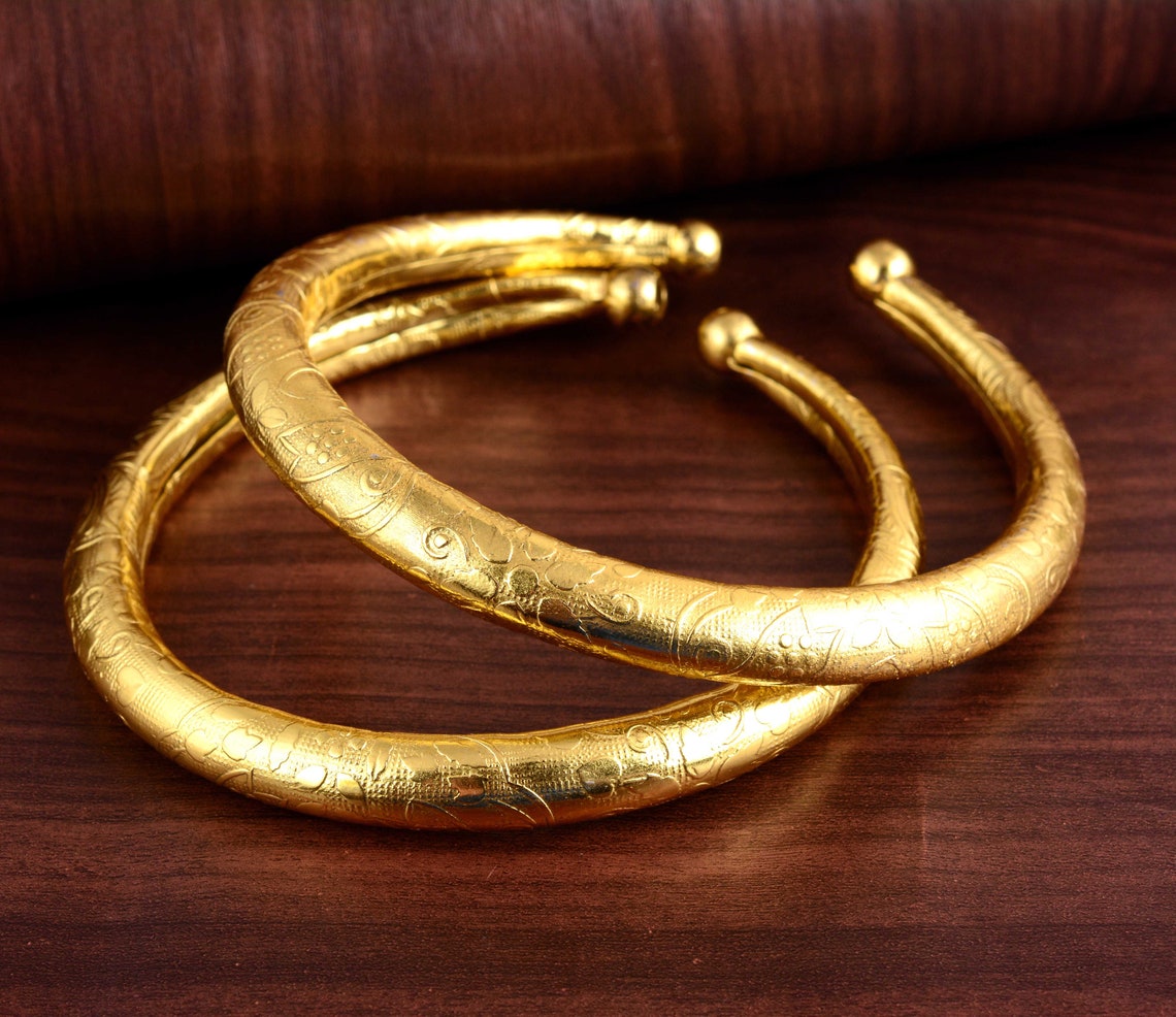 Adjustable Brass Ankle Kada Pair: Indian Boho Anklets - Etsy