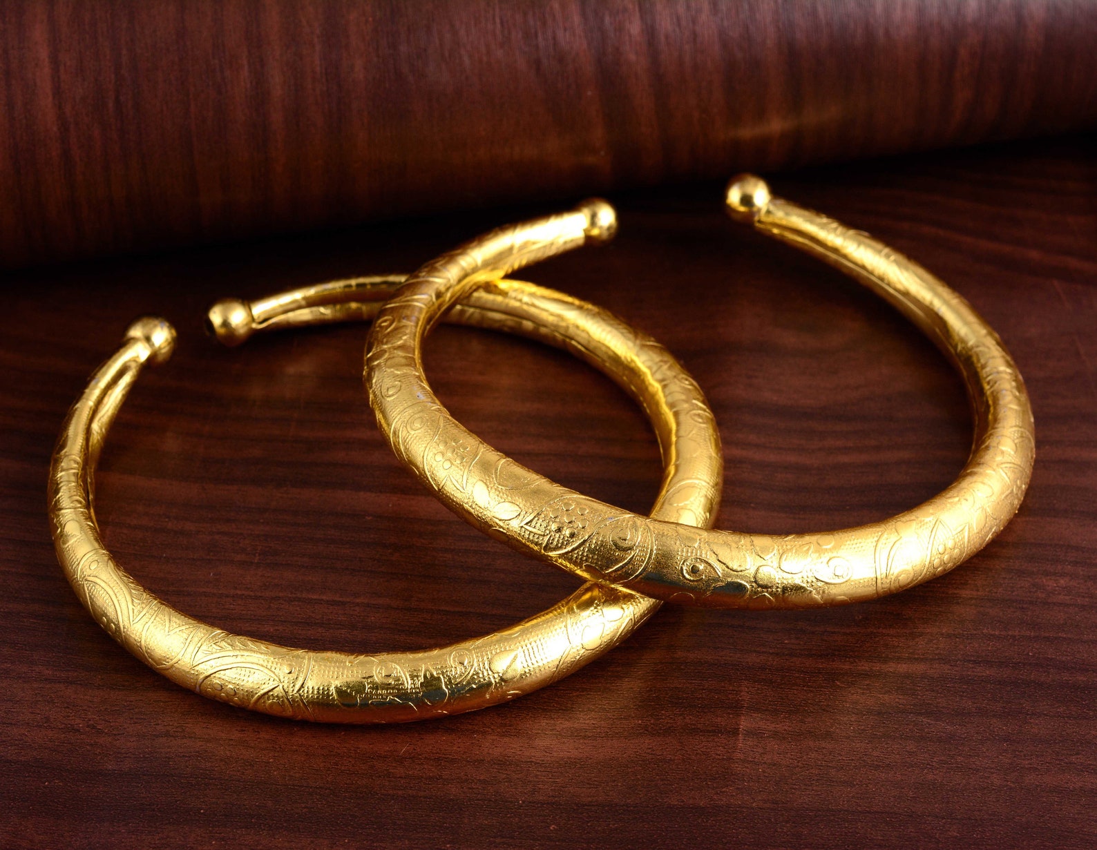 Adjustable Brass Ankle Kada Pair: Indian Boho Anklets - Etsy