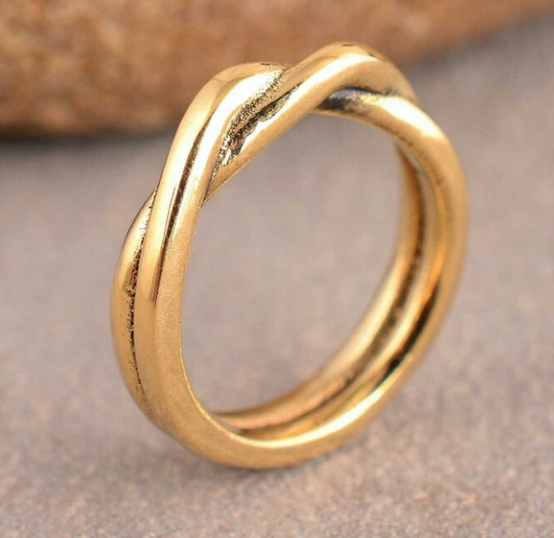 Gold Twisted Ring, Gold Twist Knot Ring, Dainty Gold Ring, Gold Stacking Ring, Thick Ring ...