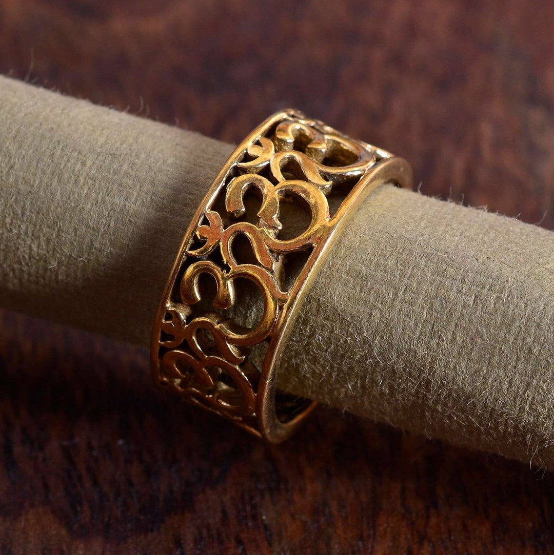 OM AUM Wedding Ring, Eternity Band, Filigree Unisex Ring, Cut Out ...