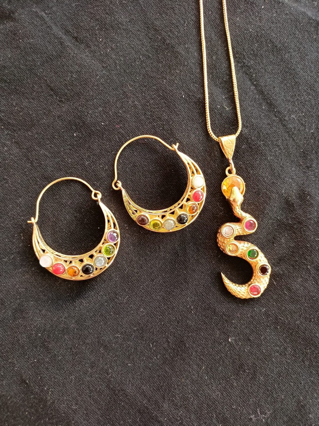 Brass 7 Chakras Snake Stone Pendant, Handmade Pendant, Brass Pendant ...