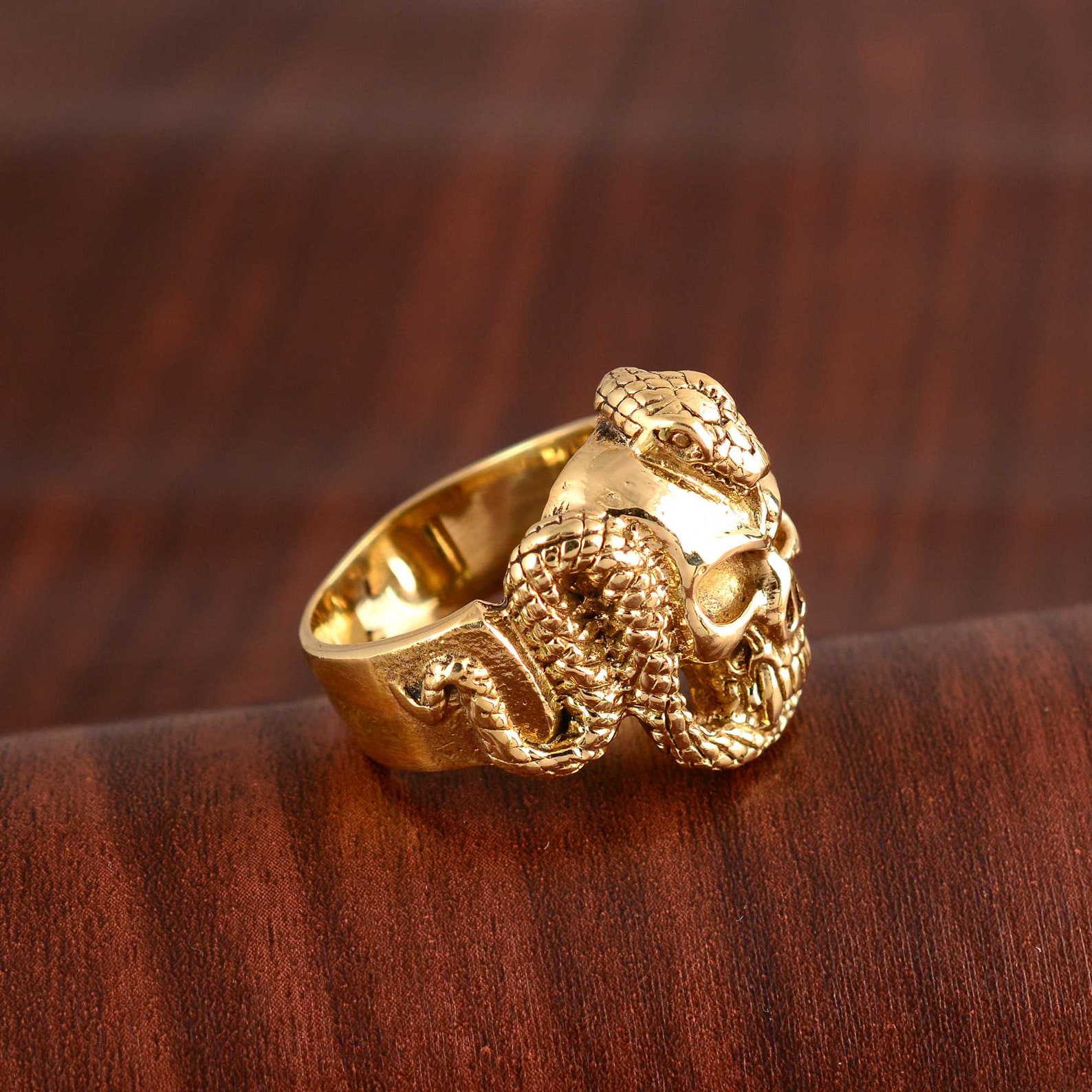 Vintage Skull and Snake Ring, Gothic Ring for Men, Unique Design Skull ...