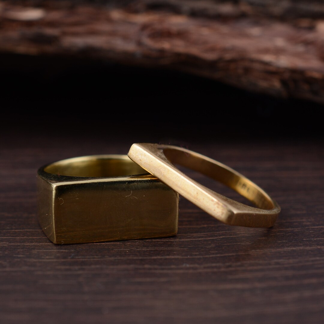 Signet Gold Ring Men Signet Ring Custom Ring Brass Ring - Etsy