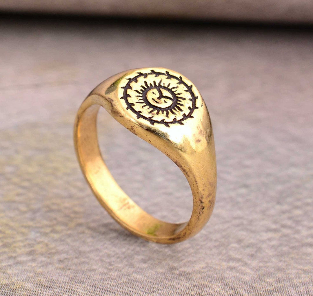 Gold Sun Ring, Sun Signet Ring, Sun Ring Gold, Signet Ring Sun, Signet ...