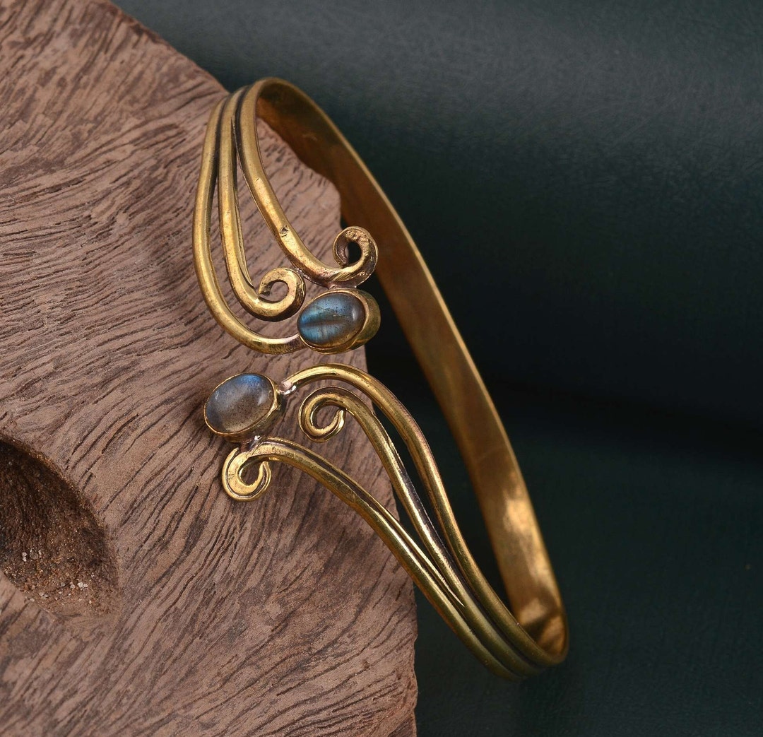 Labradorite Minimalist Arm Cuff, Gold Arm Band, Gold Upper Arm Cuff ...