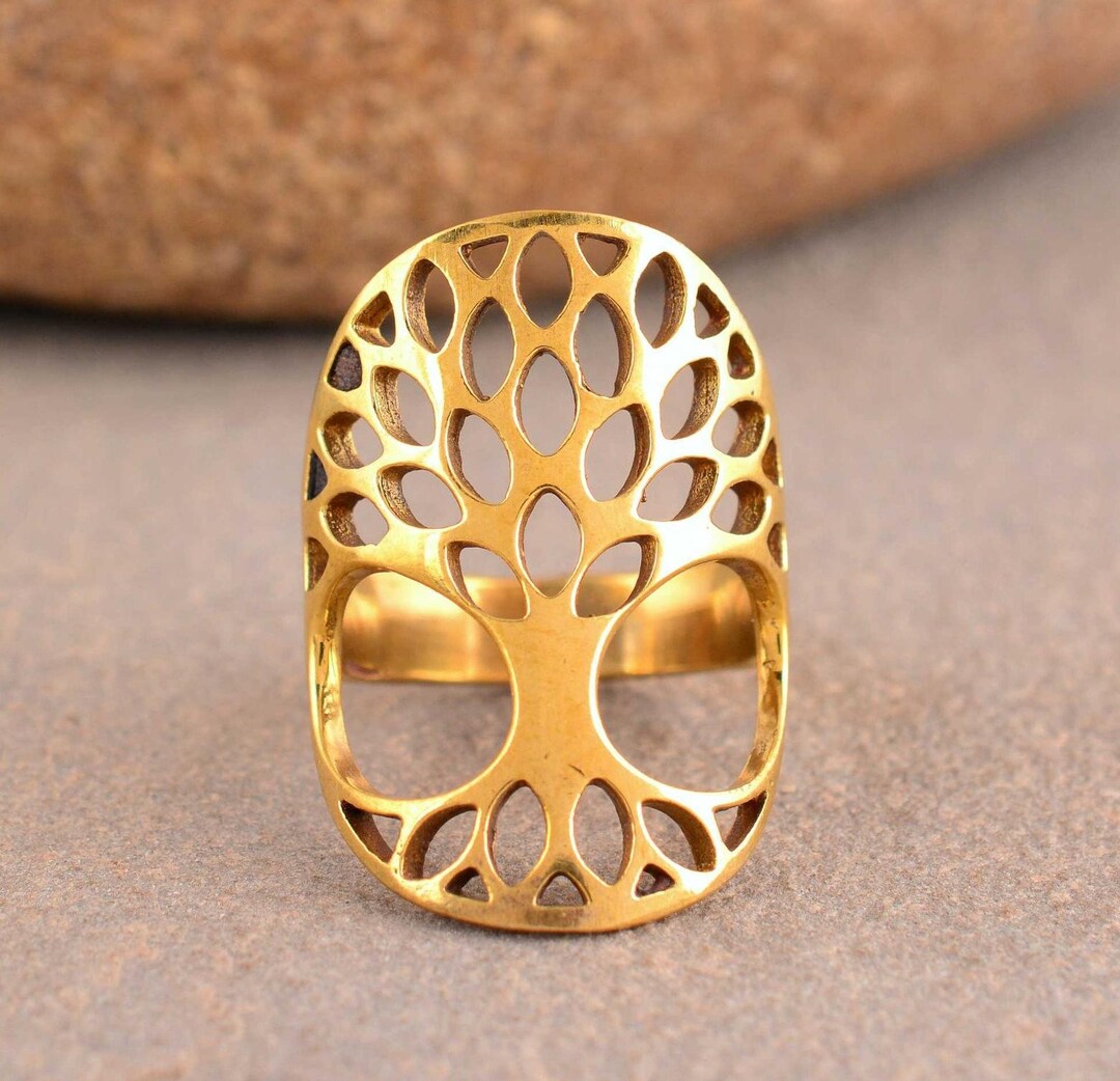 Tree of Life Ring, Brass Tree Ring, Gold Tree of Life Ring, Family Ring ...