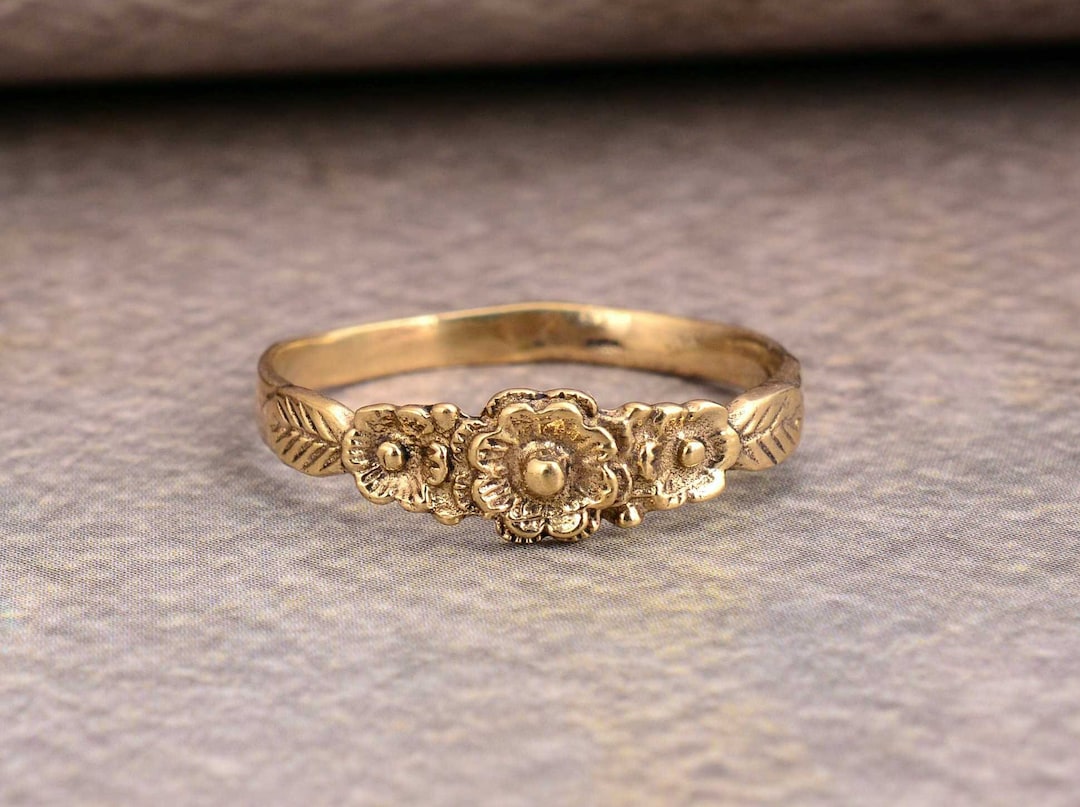 Gold Flower Ring, Flower Ring, Handmade Flower Ring, Gold Flower Ring ...