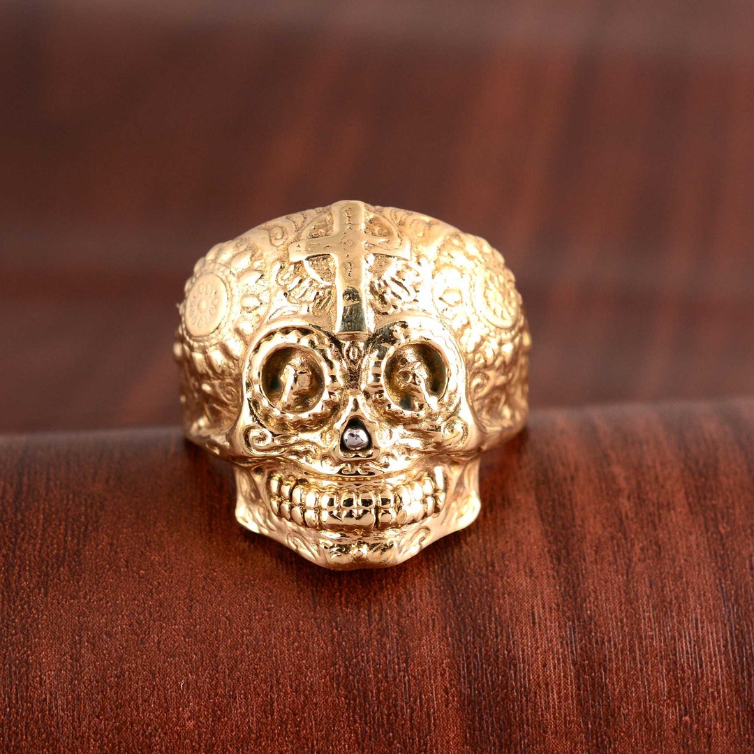 Gold Skull Ring, Skull Ring, Gothic Ring, Horror Ring, Skeleton Ring ...