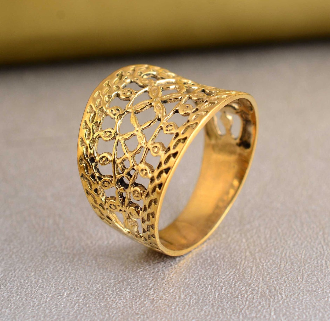 Lace Ring. Gold Floral Ring. Filigree Ring. Filigree Gold Ring. Dainty ...