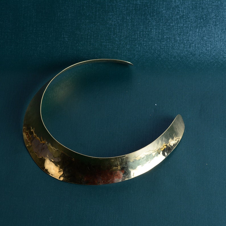 Gold Plated Hammered Choker: Minimalist Metal Necklace - Etsy