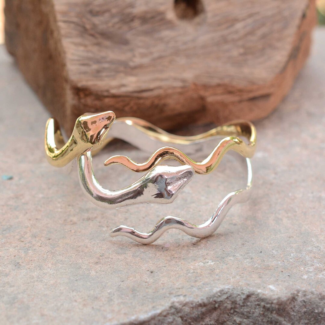 Minimalist Gold Snake Bangle Bracelet: Handcrafted Cuff Jewelry - Etsy