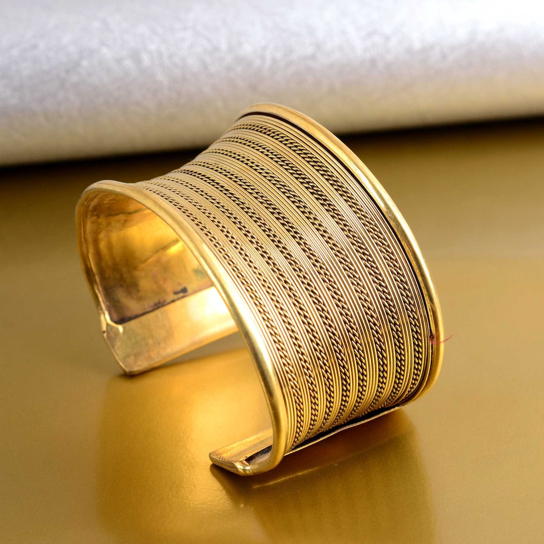 Gold Wide Bracelet Cuff Bold Bangle Chunky Gold Cuff - Etsy