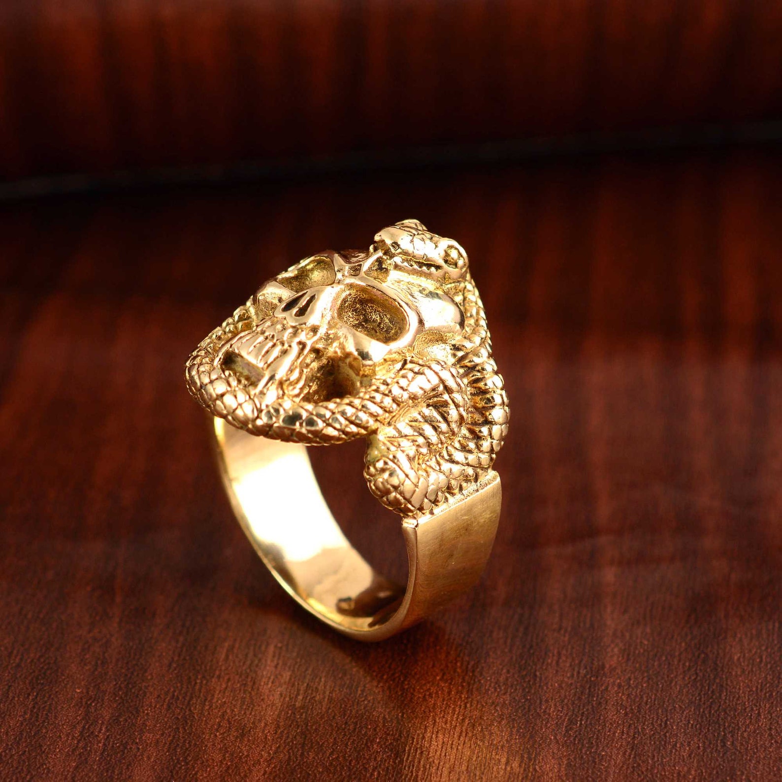 Vintage Skull and Snake Ring, Gothic Ring for Men, Unique Design Skull ...