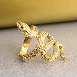 Gold Snake Ring, Snake Serpent Band, Ethnic Snakes, Animal Jewelry ...