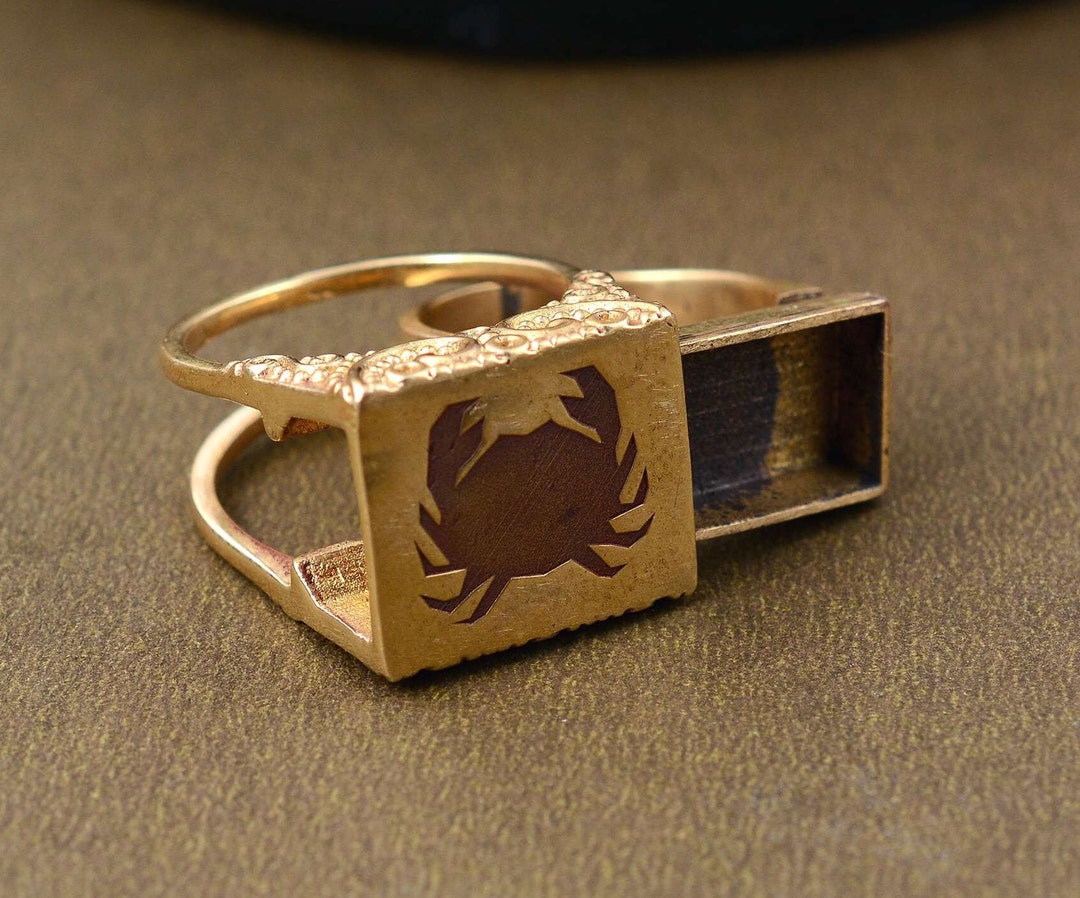Zodiac Compartment Ring,small Match Box Poison Ring,gold Personalized ...