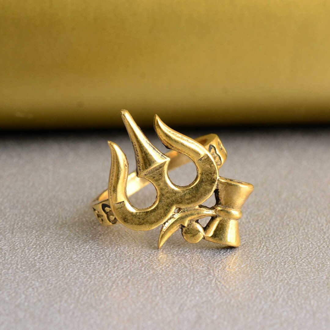 Ohm Ring, Trishul Ring, Shiva Ring, Handmade Ring, Brass Ring, Dainty ...