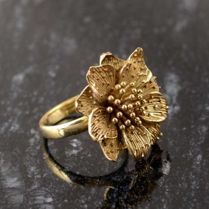 Gold Flower Statement Ring: Large Floral Boho Ring - Etsy