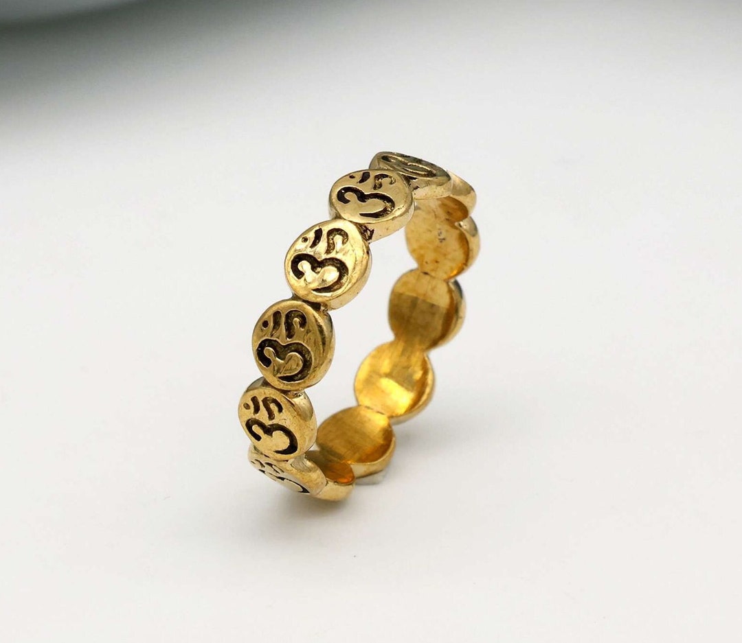 OM AUM Wedding Ring, Eternity Band, Engraved Unisex Ring, Cut Out ...