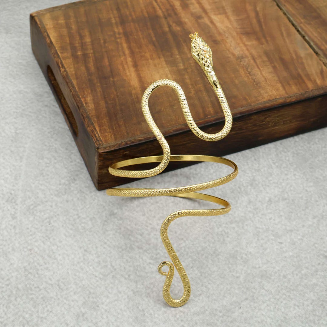 Adjustable Brass Snake Arm Cuff - Boho Upper Arm Band - Etsy