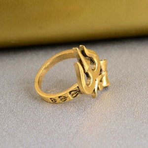 Ohm Ring, Trishul Ring, Shiva Ring, Handmade Ring, Brass Ring, Dainty ...