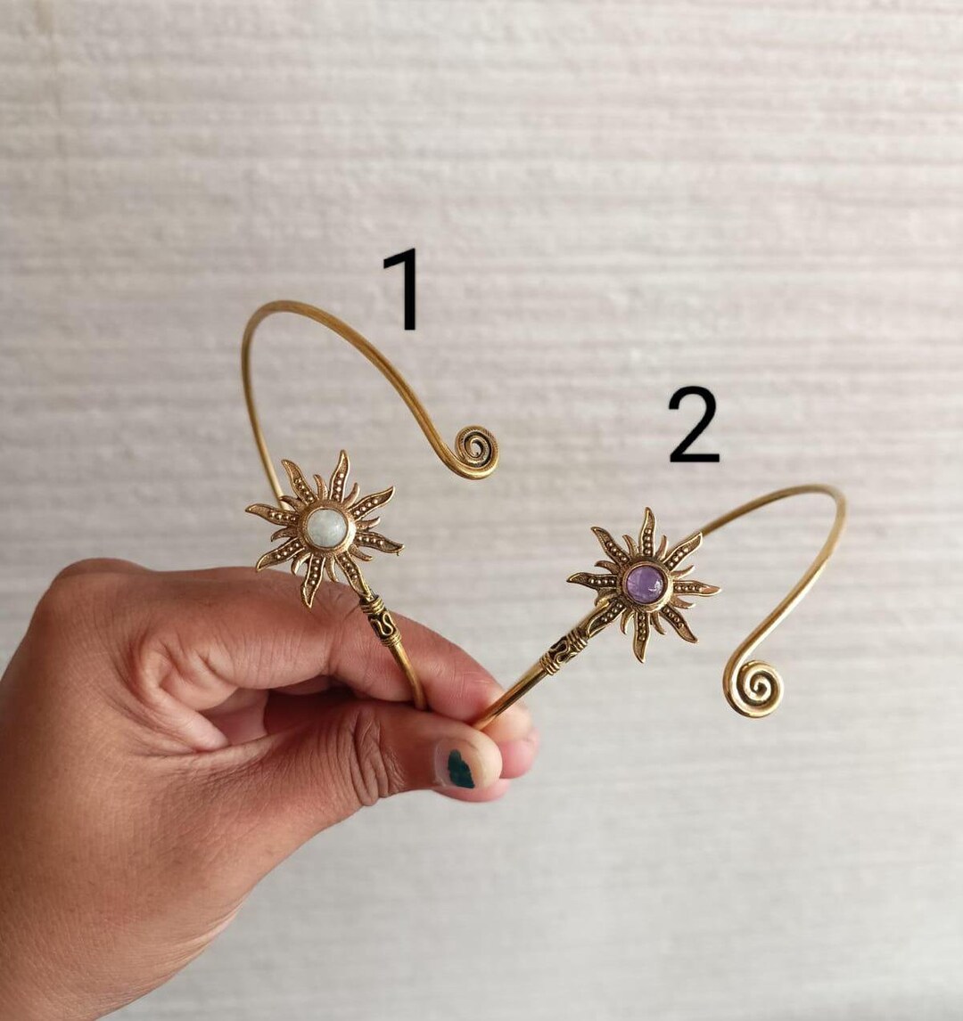 Sun Arm Band,mandala Arm Band,moonstone Arm Cuff,armlet,brass Arm Cuff ...