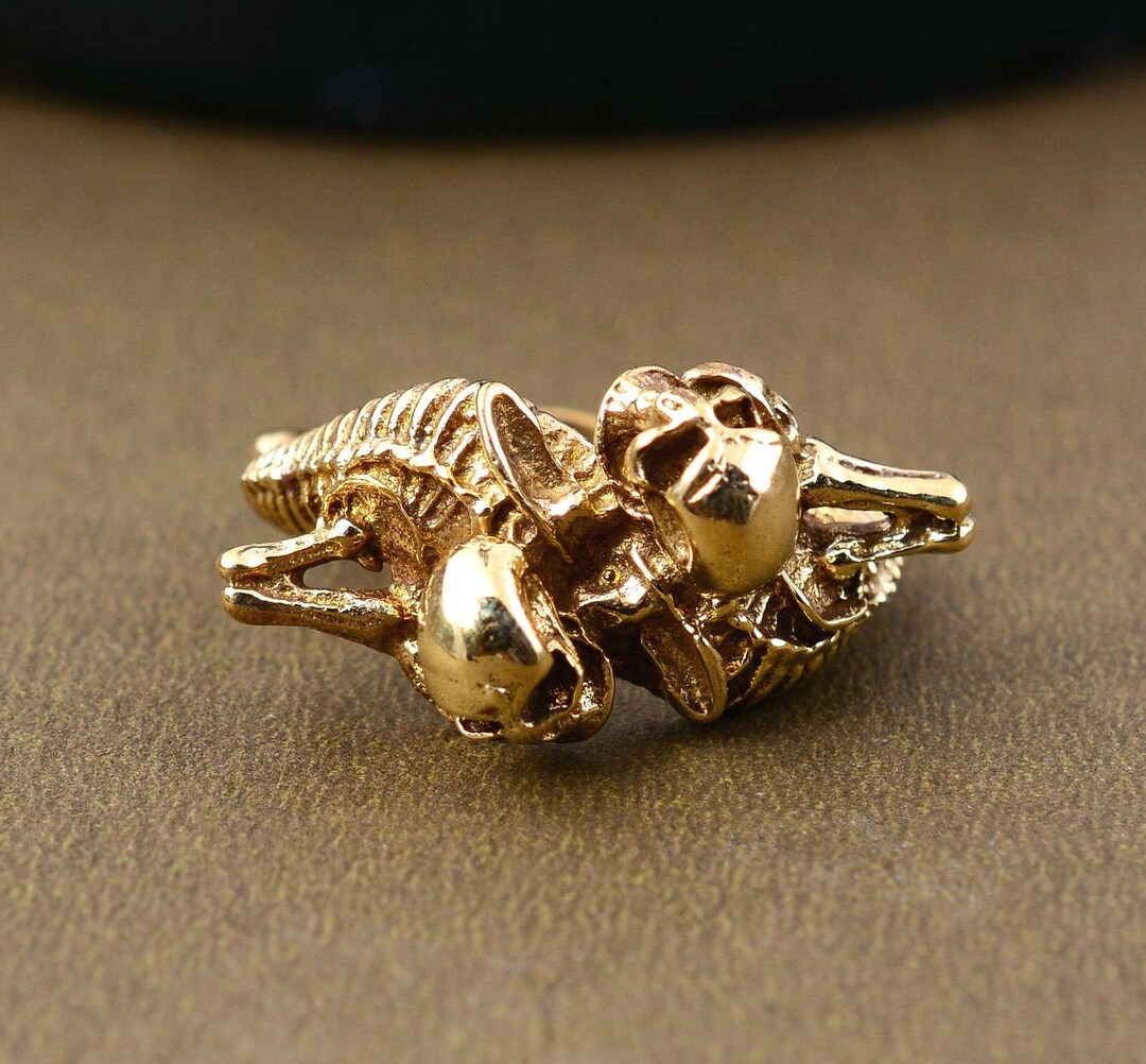 Gold Skull Ring, Skull Ring, Gothic Ring, Horror Ring, Skeleton Ring ...