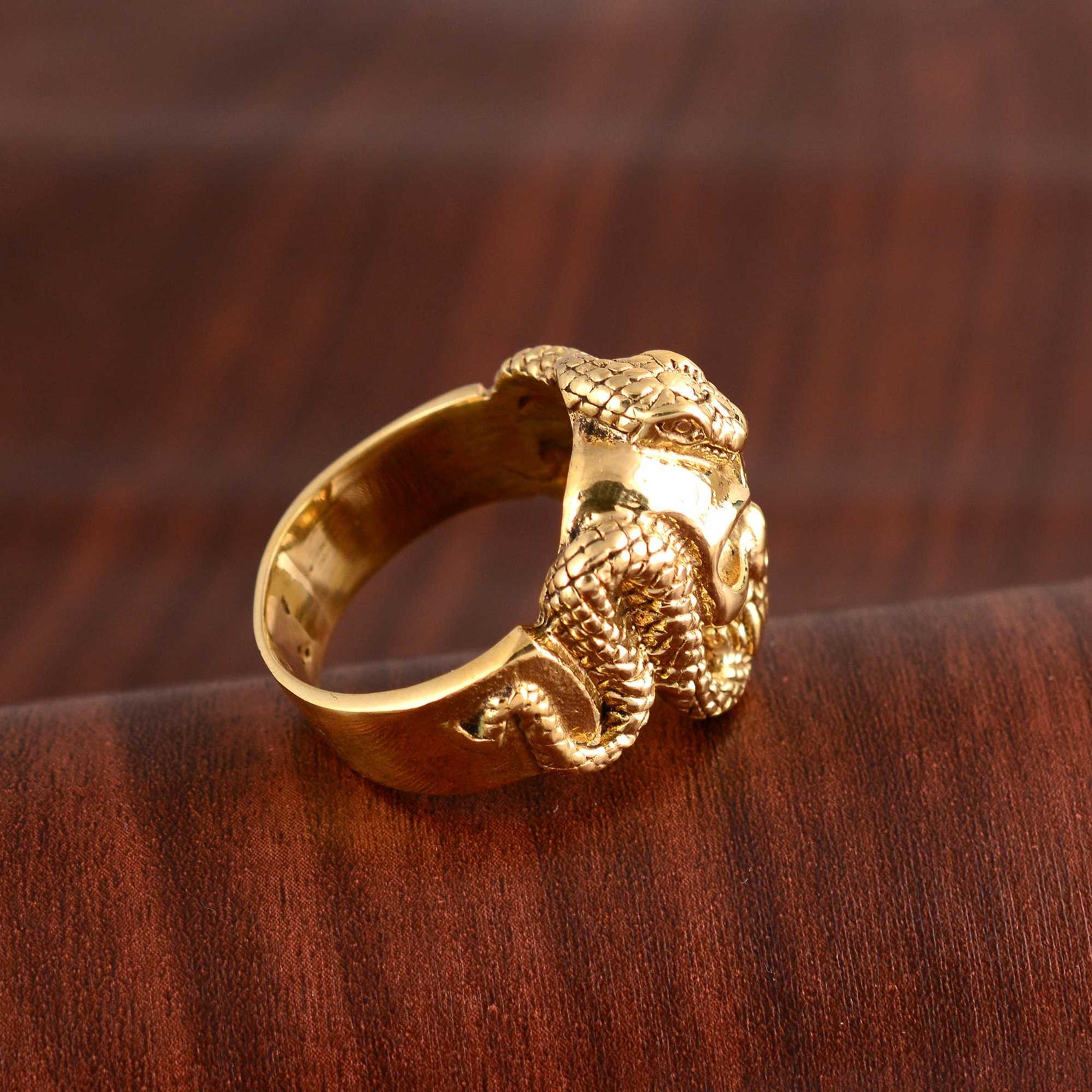 Vintage Skull and Snake Ring, Gothic Ring for Men, Unique Design Skull ...