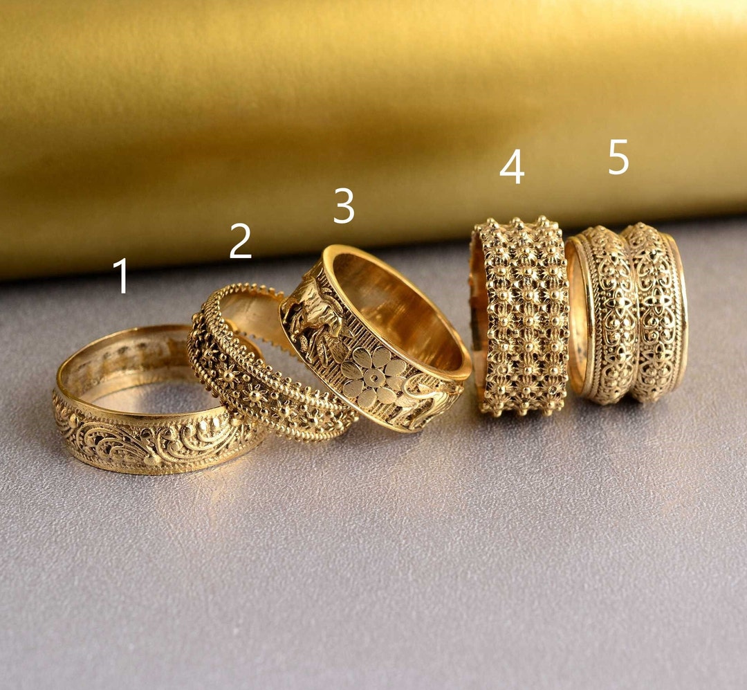 Combo Gold Wedding Bands Florence Women's Gold Wedding Rings Vintage ...