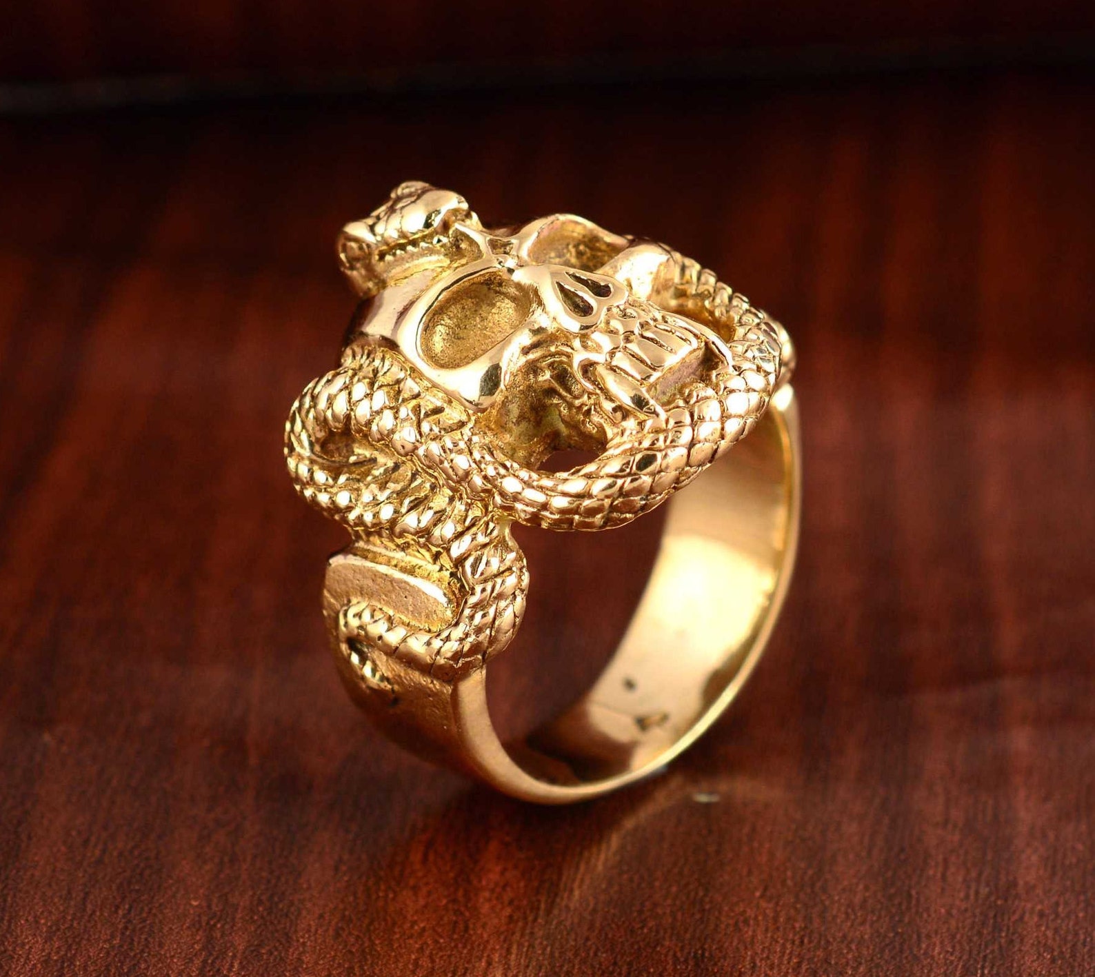 Vintage Skull and Snake Ring, Gothic Ring for Men, Unique Design Skull ...