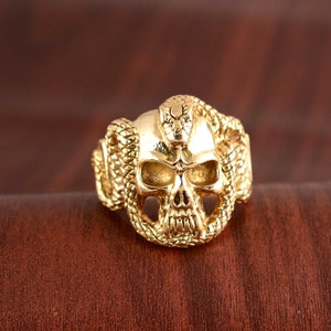 Vintage Skull and Snake Ring, Gothic Ring for Men, Unique Design Skull ...