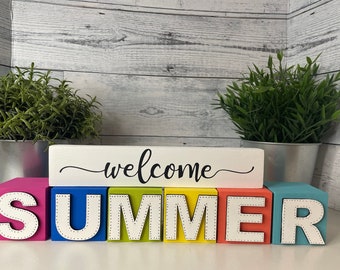 Summer Wood Blocks Home Decor Sign - Etsy