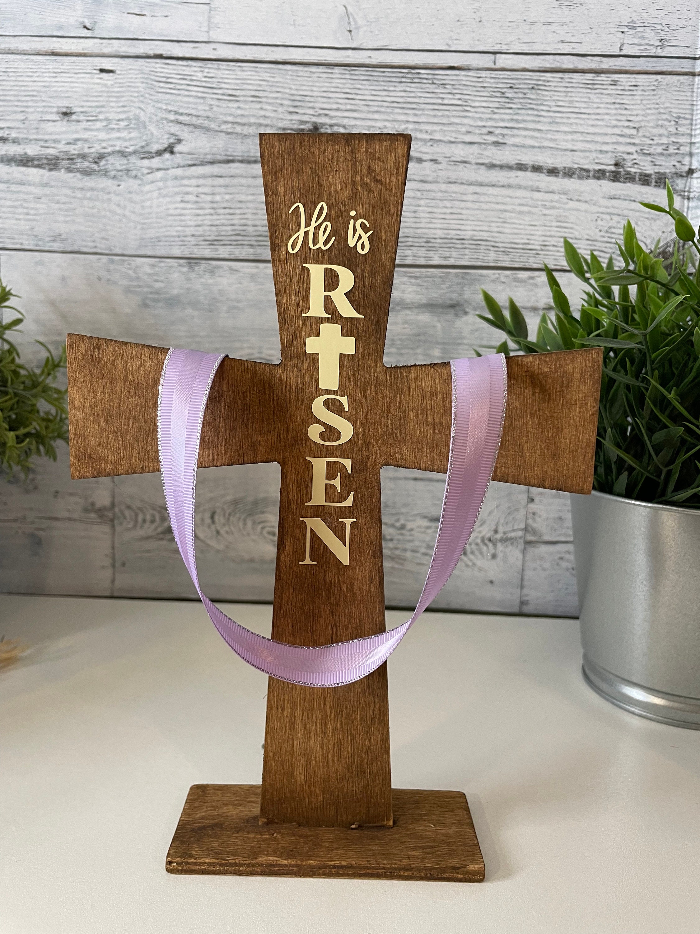 Easter Cross Wood Standing Cross for Easter He is Risen - Etsy