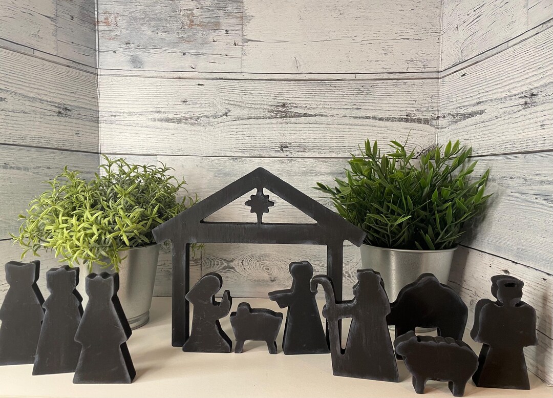 Nativity Set, Wood Christmas Nativity, Holiday Mantle Set, Chunky Free ...