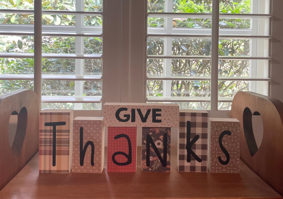 Reversible Thanksgiving and Christmas Block Set, Give Thanks and Jingle ...