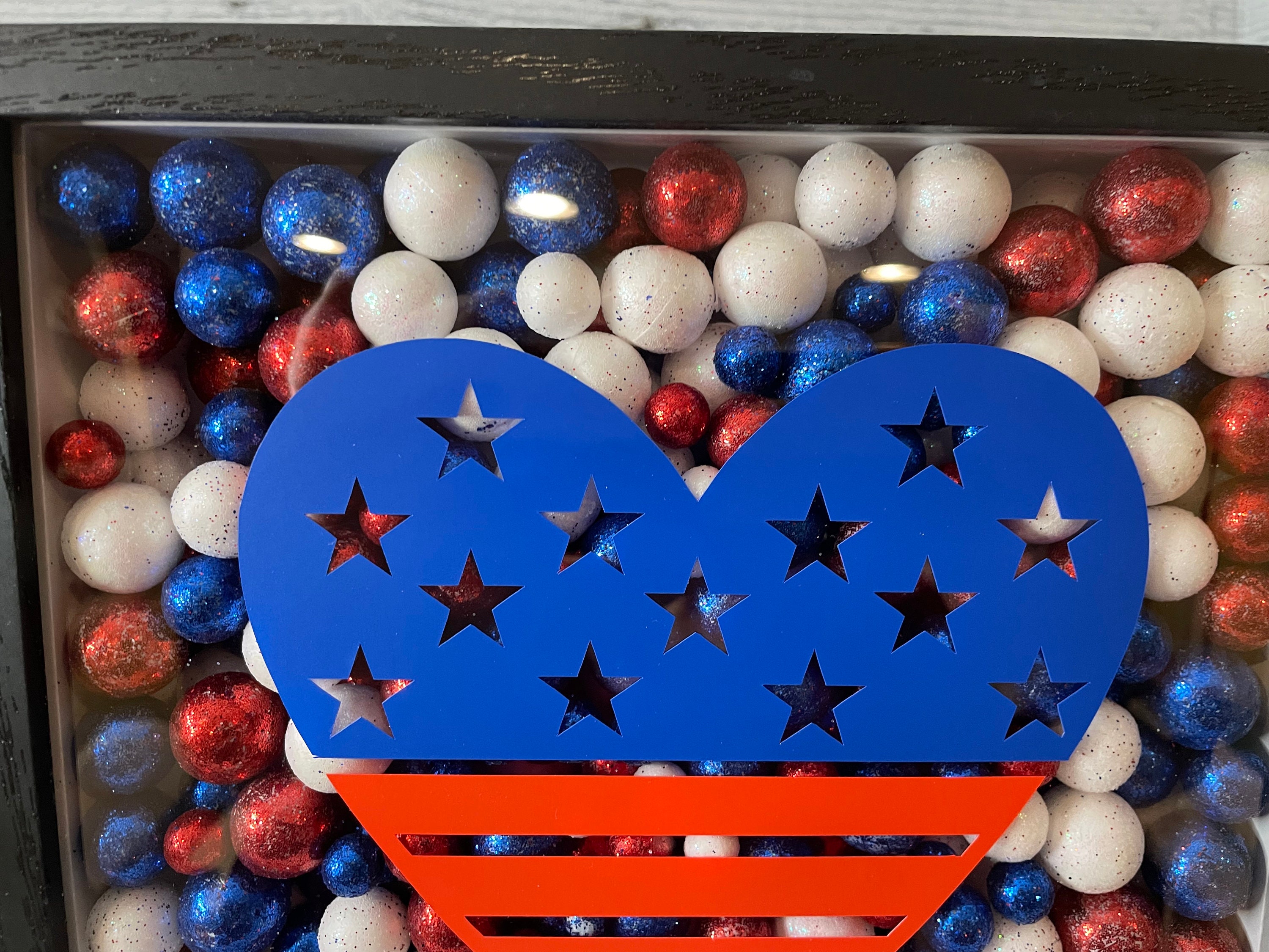 Patriotic Shadow Box Red White Blue Sitting or Hanging Shadow - Etsy