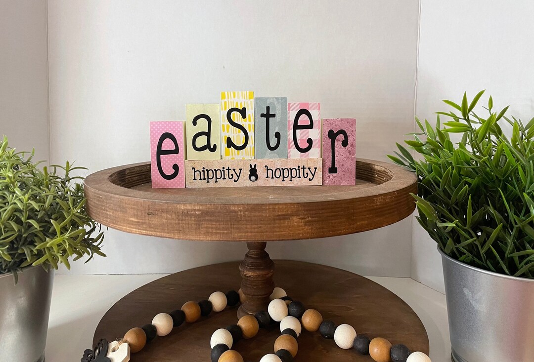 Mini Easter Blocks, Easter Hippity Hoppity, Fun Easter Decor, Wood ...