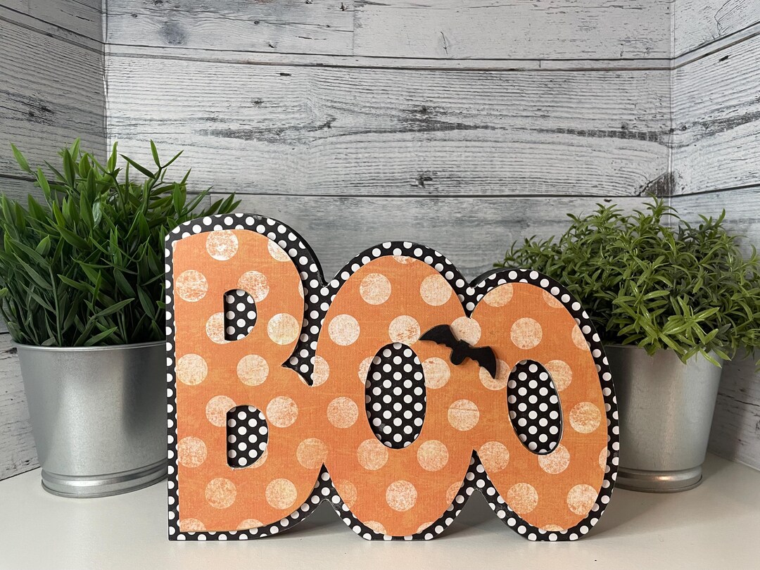 BOO Standing Sign, Layered Halloween Cutout Sign, Wood Halloween Mantle ...