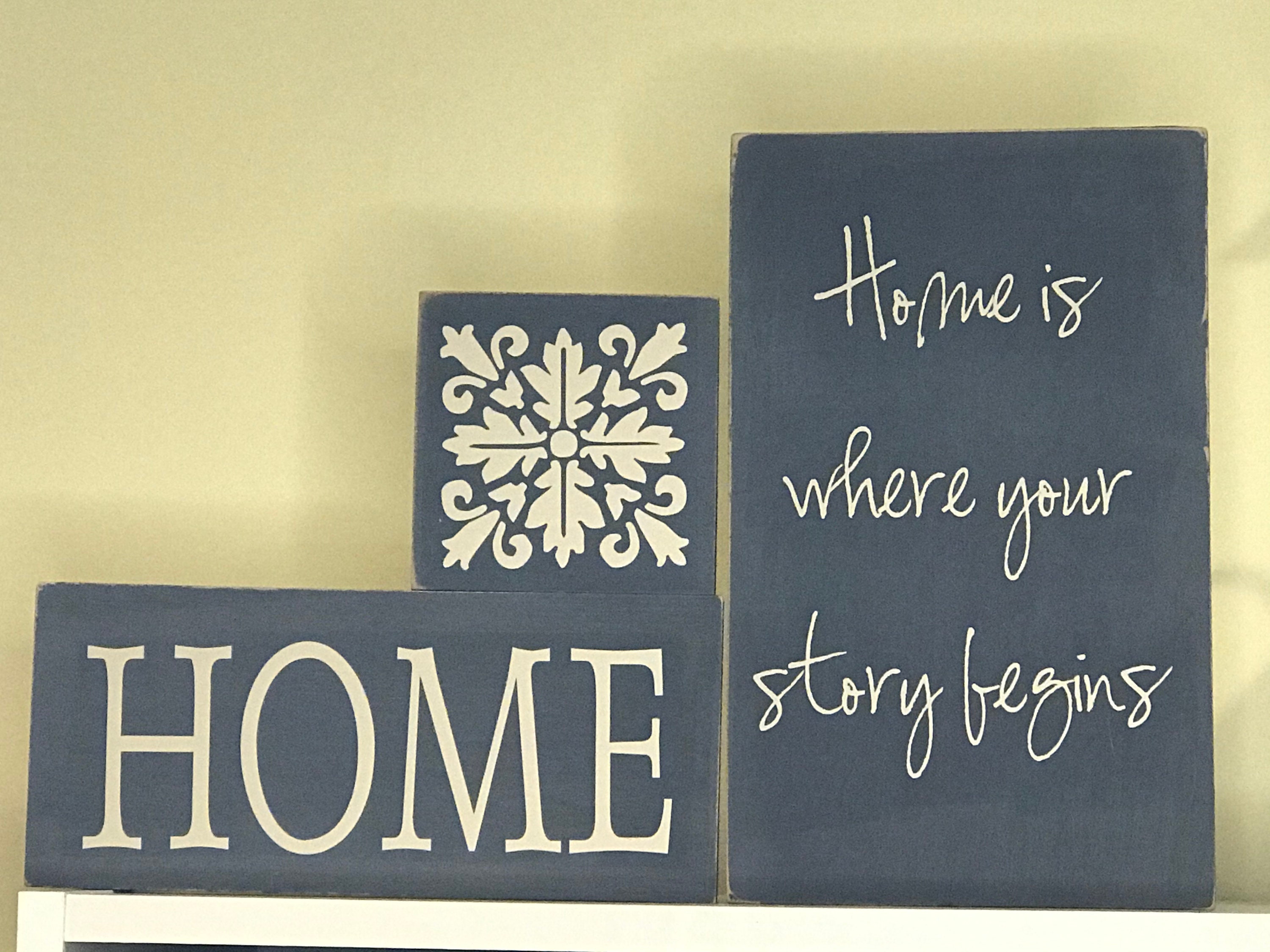 HOME Wood Sign Grouping, Wood Shelf Sitter, HOME 3 Pc. Grouping, Home ...