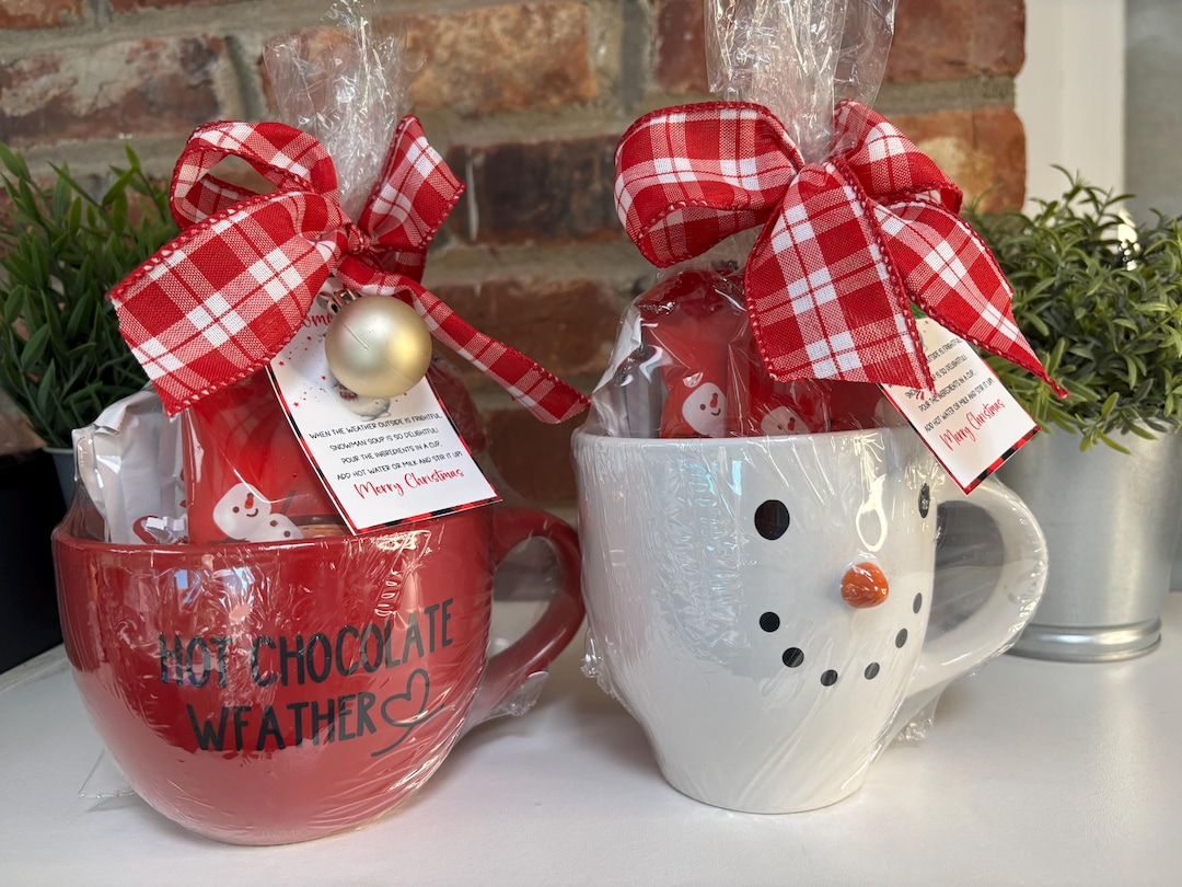 Hot Chocolate Mug Set, Snowman Soup Cocoa Set, Hot Chocolate Gift Set ...
