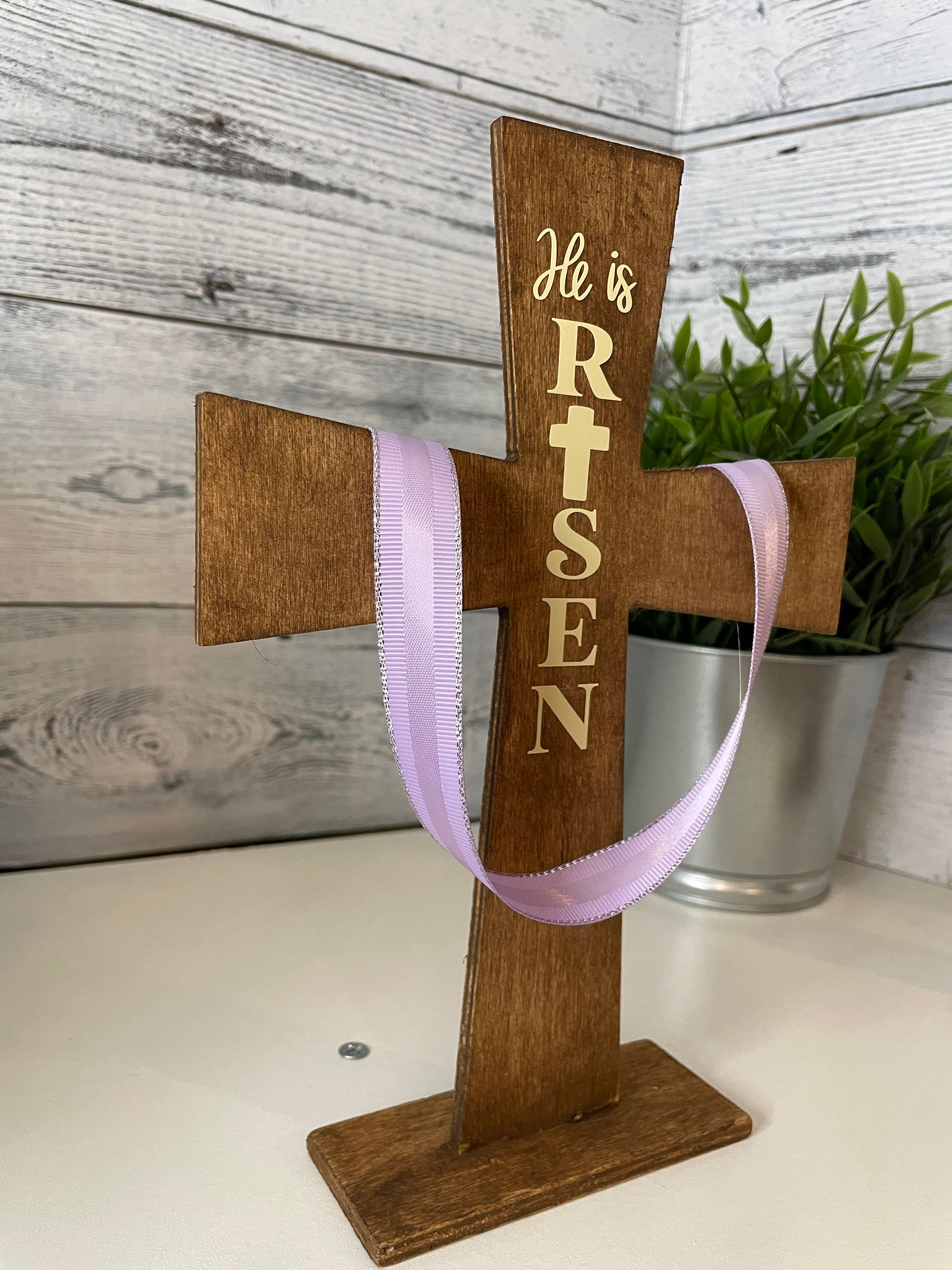 Easter Cross Wood Standing Cross for Easter He is Risen - Etsy